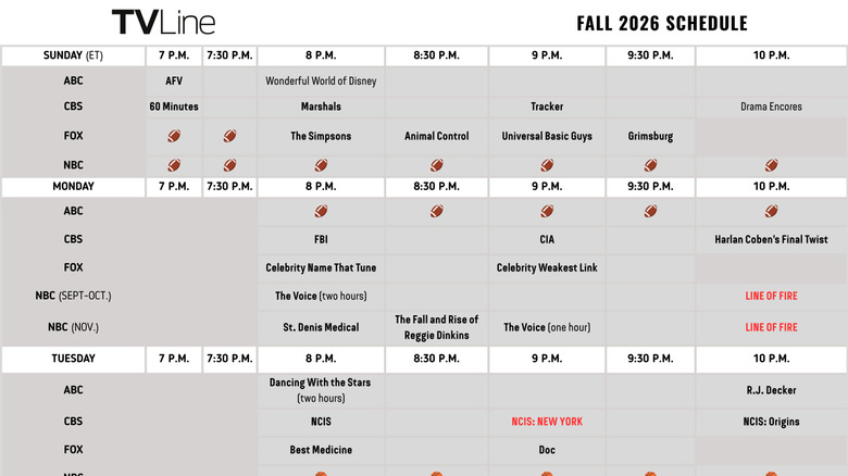 2026 Fall TV Schedule Grid: Printable ABC, CBS, Fox And NBC Lineups